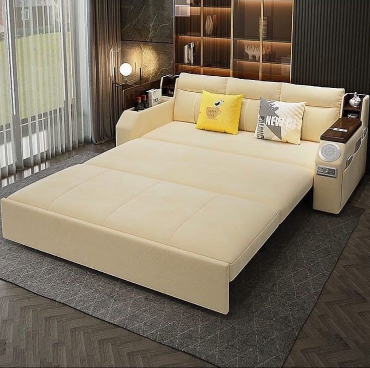 Modern Extendable 2 in 1 Sofa Bed with Side Pockets, Daybed with Botto ...